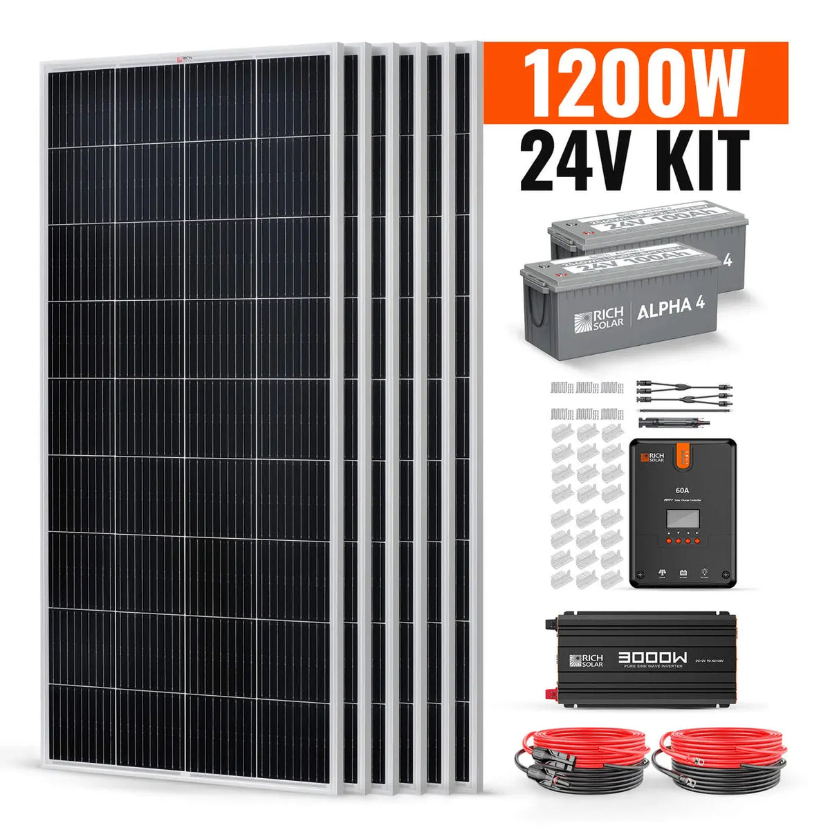 Buy Rich Solar 1200 Watt 24V Complete Solar Kit | 6 Panels — My ...